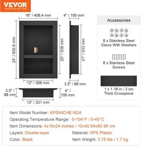 Sprchový výklenek připravený pro dlaždice 40,64 × 60,96 cm