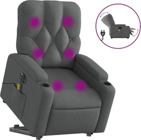 Elektrické zvedací masážní polohovací křeslo tmavě šedé textil 3204747