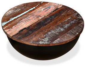 Konferenční stolek, masivní recyklované dřevo, černý, tvar misky,  245259
