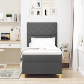 Postel s boxspringem s čelo Tmavě šedá 90 x 200 cm textil 3339666