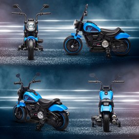 HOMCOM Dětská Elektrická Motorka s 2 Odnímatelnými Tréninkovými Koly, Rychlost 3 km/h, Pro Děti 1,5-3 Rocy, Modrá 76 x 42 x 57 cm