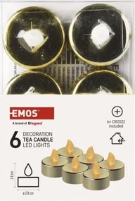 LED dekorace EMOS DCCV13 ZY2151 čajová svíčka zlatá CR2032 (blistr 6ks)