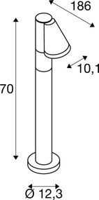 LA 1008016 T-TUBE 70 POLE venkovní stojací svítidlo, GU10, jednoduché, IP65, max. 10 W, černé - BIG WHITE (SLV)