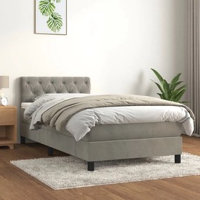 Box spring postel s matrací světle šedá 80 x 200 cm samet 3141449