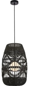 Závěsné svítidlo Arona, 1x černé ratanové stínítko, (fi 25cm), b