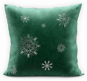 Vánoční polštář SNOWFLAKE smaragdová/stříbrná 40x40 cm  Mybesthome Varianta: Povlak na polštář s výplní, 40x40 cm
