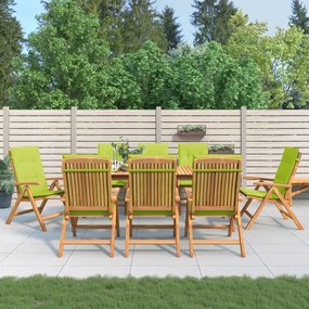 vidaXL Polohovací zahradní židle s poduškami 8 ks masivní teak [3196523] Barva: Jasně zelená