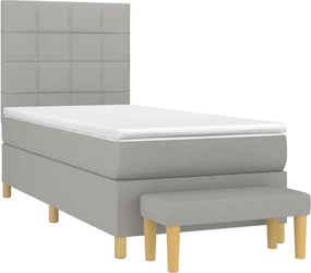 Box spring postel s matrací světle šedý 100 x 200 cm textil 3137133