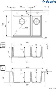 Deante Dřez Eridan 1,5 komory, granit - ZQE A503 alabastr