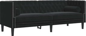 2dílná sedací souprava Chesterfield s podhlavníky černá samet 3209296