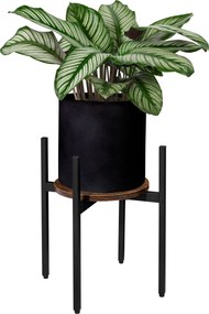 Kulatý stojan na květiny TAYLOR ⌀ 32 cm, rustikálně hnědá/černá