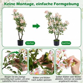 Costway Umělý strom Impatiens 90 cm umělá rostlina v květináči s 210 hedvábnými