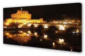 Obrazy na plátně Rome River mosty v noci 100x50 cm