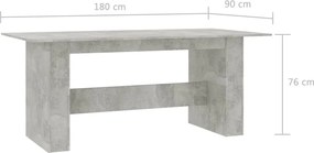 vidaXL Jídelní stůl 180 x 90 x 76 cm dřevotříska [800474] Barva: Betonová šedá