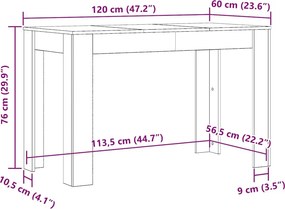 vidaXL Jídelní stůl 120 x 60 x 76 cm kompozitní dřevo [800432] Barva: šedá sonoma