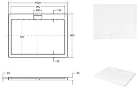 Besco Axim UltraSlim obdélníková sprchová vanička Rozměr vaničky: 110x90cm