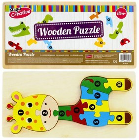 Mega Creativ Dřevěné puzzle žirafa