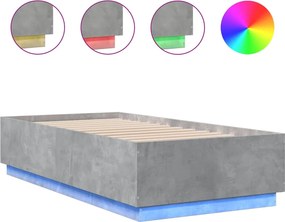 Rám postele s LED osvětlením betonově šedý 90 x 190 cm kompozit 3209663