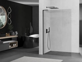 Mexen Kioto L, sprchová zástěna Walk-In 100 x 200 cm, 8mm čiré sklo, černý profil, 800-100-103-70-00