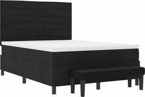 Postel s boxspringem s čelo Černá 140 x 190 cm textil 3343990