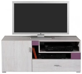Televizní stolek Delbert 12 - borovice/fialová