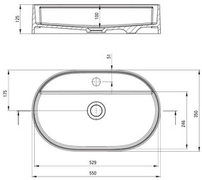 Deante Silia, granitové umyvadlo na desku 550x350x125 mm, šedá metalíza, DEA-CQS_SU6B
