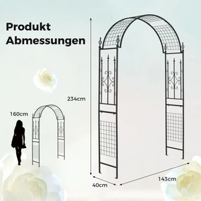 Costway Rose Arch Kovový zahradní oblouk pro popínavé rostliny Trellis Arch