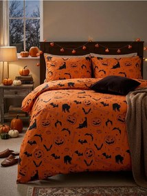 Sinsay - Sada ložního prádla s halloweenským motivem - oranžová