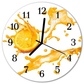 Nástenné skleněné hodiny Pomerančový džus