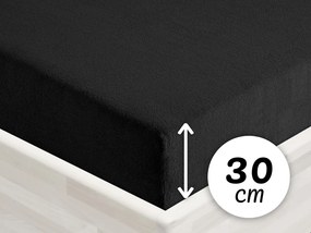 Froté napínací prostěradlo na vysokou matraci FR-030 Černé 80 x 200 - výška 30 cm