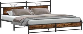 Kovový rám postele bez matrace kouřový dub 193 x 203 cm 3325111