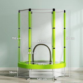 AIYAPLAY dětská trampolína se sítí pro bezpečnost, pro vnitřní i venkovní použití, 3-6 let, zelená