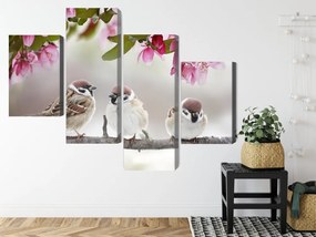 Vícedílný obraz Vrabci Mezi Květinami Nedostatek Nedostatek Plátno Canvas 240x150