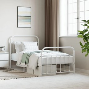 vidaXL Kovový rám postele s hlavovým a nožním čelem 100 x 190 cm [352639] Barva: Bílá