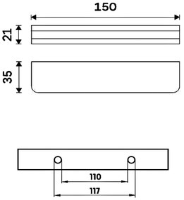 Sapho Sapho, Skleněná police 300mm, černá/čiré sklo, MY009B-12