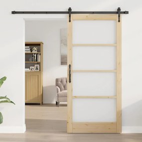 Posuvné dveře 93 x 202 cm Masivní borové dřevo a sklo 3332399