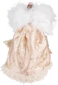 Anděl ve zdobných růžových šatech na špičku stromku Angel Chris - 21*12*35 cm