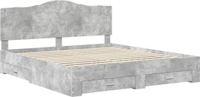 Rám postele s čelo Betonově šedá 200 x 200 cm Kompozitní dřevo 3413565