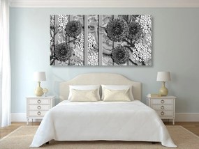 Obraz abstraktní květiny na mramorovém pozadí v černobílém provedení Varianta: 100x50