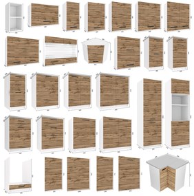 Kuchyňská linka Belini 300 cm dub wotan s pracovní deskou Armin2  TOR ARMIN2/2/WT/DW/0/B1