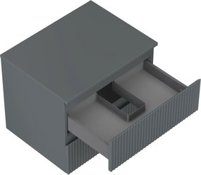 Mexen Rivel, koupelnová skříňka 60 cm s pracovní deskou, 2 zásuvky, drážkovaná, grafitová matná, 91A20-06047-2-BFFC66
