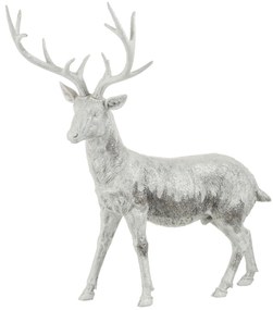 Soška jelena ve stříbrné barvě s patinou - 55,5*24*68,8 cm