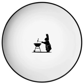 HAM Porcelánový dezertní talíř Barbecuing Rabbit 20,5 cm, černá barva, bílá barva, porcelán