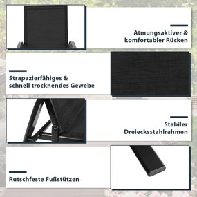 Costway Sada 2 zahradních židlí se zakřivenými područkami a vyztuženým – černý