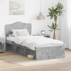 Rám postele Betonově šedá 90 x 190 cm Masivní borové dřevo 3412955