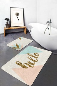 Sametové koupelnové předložky v krémové a zlaté barvě v sadě 2 ks 60x100 cm Hello – Mila Home