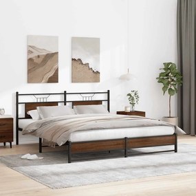 Kovový rám postele bez matrace hnědý dub 183 x 213 cm 3325132