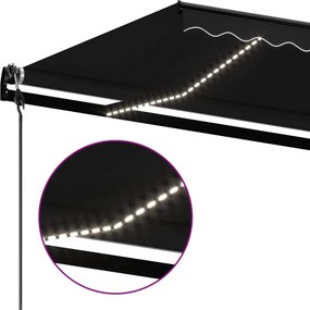 Automatická markýza LED a senzor větru 500 x 350 cm antracitová 3069234