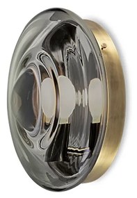 Nástěnná lampa Orbital Barva konstrukce:: patinovaná zlatá, Barva skla:: černá