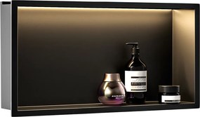 Rea Rea, LED polička na zapuštění 60x30x10 cm, 12W, 3000K, černá matná, REA-08541